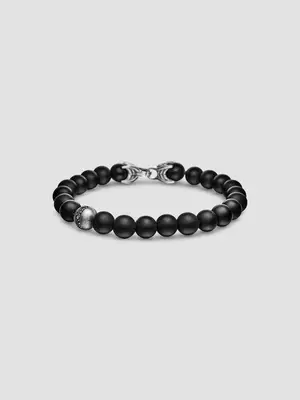 David Yurman Spiritual Bead Diamond Onyx & Sterling Silver Bracelet - Black