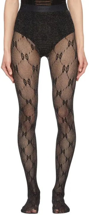 Gucci Gucci Black GG Tights - 1081 Black/silver