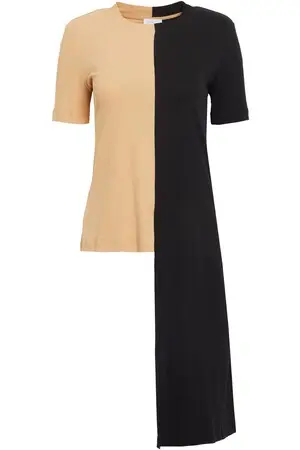 Rosetta Getty Asymmetric Twotone Cottonjersey Top - Black
