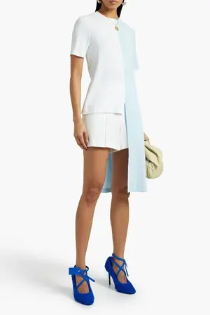 Rosetta Getty Asymmetrical Two-tone Cotton-jersey Top