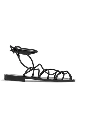 Khaite Khaite - Lyon Lace-up Leather Sandals - Black - EU 38 - Black