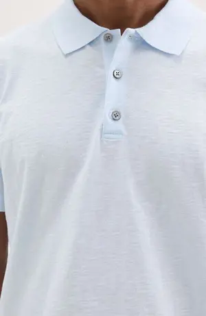 Theory Bron In Cosmos Slub Cotton Polo Shirt - Skylight
