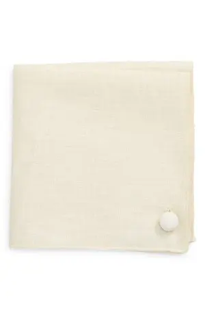 CLIFTON WILSON Linen Pocket Square Beige