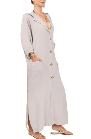 EVERYDAY RITUAL Jade Button-up Robe - Grey