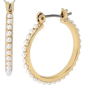 ALLSAINTS Imitation Pearl Hoop Earrings - Pearl/gold