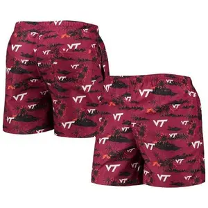 FOCO Virginia Tech Hokies Island Palm Swim Trunks - Maroon