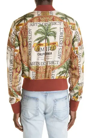 Amiri Rum Label Silk Twill Bomber Jacket