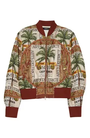 Amiri Rum Label Silk Twill Bomber Jacket