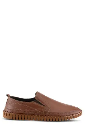 SPRING STEP SHOES Whipstitch Leather Loafer - Brown
