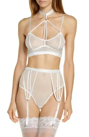 COQUETTE Strappy Choker Bra & High Waist Panties - White