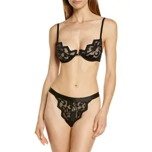 COQUETTE Bra & High Waist Thong Set - Black
