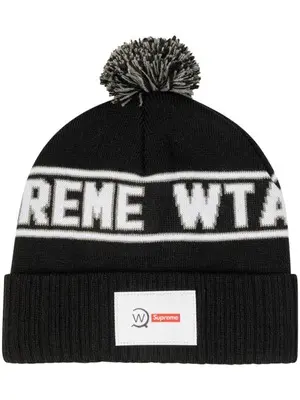 Supreme X Wtaps Intarsia Logo Beanie - Black