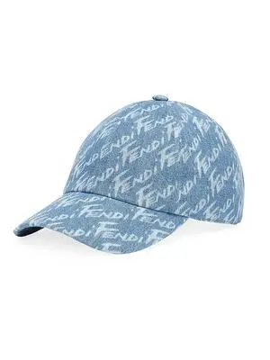 Fendi Women's Denim Logo Baseball Cap - Blue - Blue