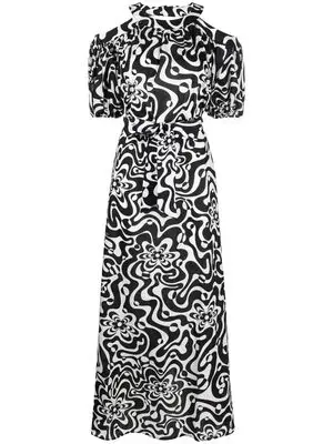 Vivetta Abstract-print Cut-out Midi Dress