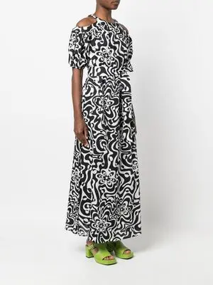 Vivetta Abstract-print Cut-out Midi Dress