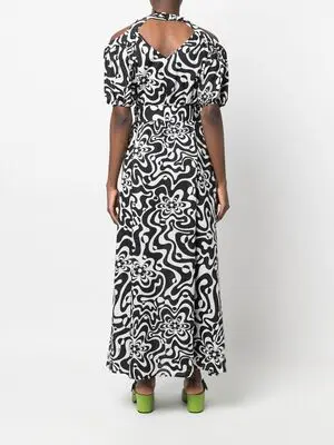 Vivetta Abstract-print Cut-out Midi Dress