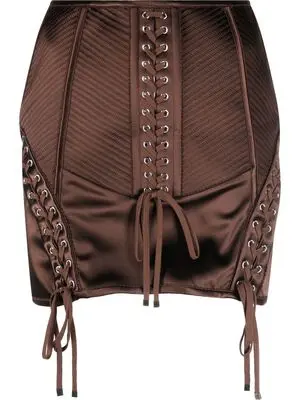 Dolce & Gabbana Lace-up Mini Skirt - Brown