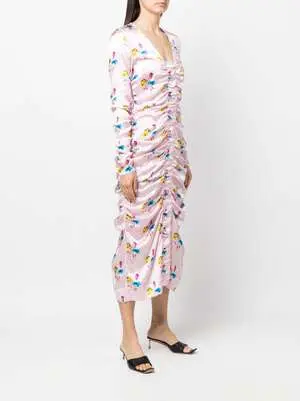 GANNI Draped Satin Dress