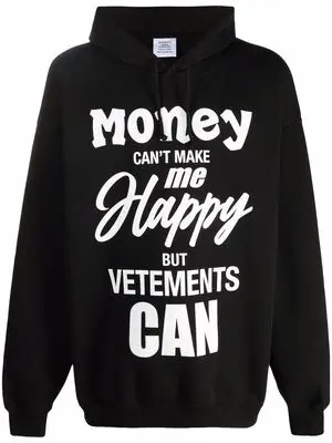 Vetements Graphic-print Cotton Hoodie - Black