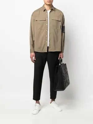 LOW BRAND Logo-patch Sleeve Detail Shirt - Green