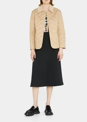 Burberry Dranefeld Corduroy-Collar Quilted Jacket - Soft Fawn
