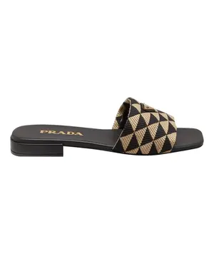 Prada Prada Triangle Jacquard Flat Slides - Pomicetal