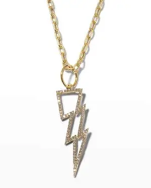 BRIDGET KING JEWELRY Hollow Lightning Bolt Necklace - Yellow Gold
