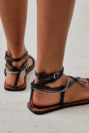 VICENZA Athena Anklet Wrap Sandals - Black