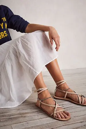 VICENZA Athena Anklet Wrap Sandals Brulee