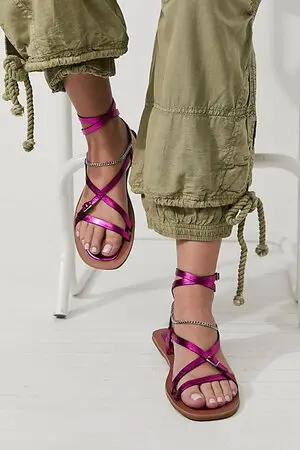 VICENZA Athena Anklet Wrap Sandals Pink Metallic