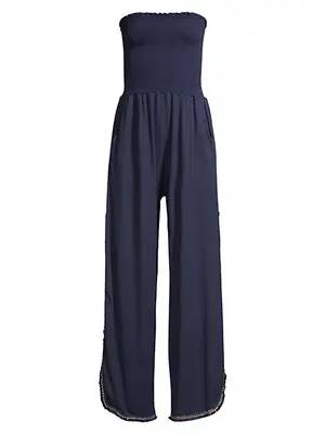 Peixoto Harriet Strapless Jumpsuit Navy