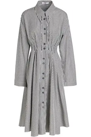 Palmer//harding Striped Cotton-poplin Midi Shirt Dress - Navy