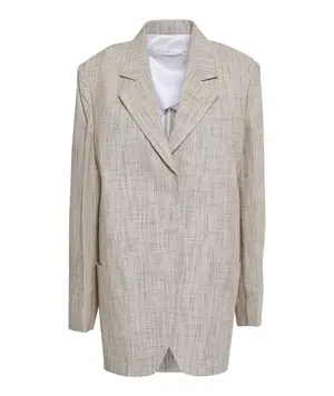 Victoria Beckham Victoria Beckham Woman Oversized Mélange Woven Blazer Beige Size 8 - Beige