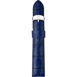 Michele 18mm Croc Embossed Leather Watch Strap - Navy