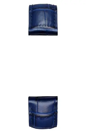 Michele 18mm Croc Embossed Leather Watch Strap - Navy