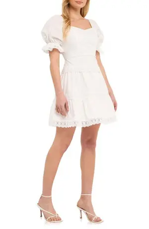 Endless Rose Lace Trim Mini Dress