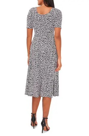 Chaus Floral Print Midi Dress - Black/white 010