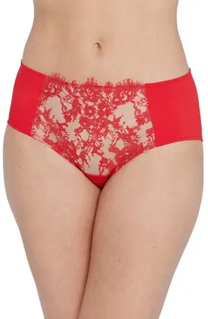 SKARLETT BLUE Entice Lace Trim Briefs Sangria/ Ny