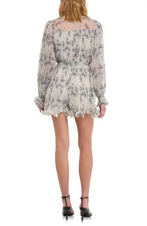Endless Rose Pleated Chiffon Romper - White/black