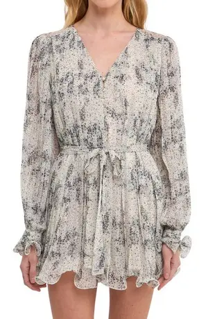 Endless Rose Pleated Chiffon Romper - White/black