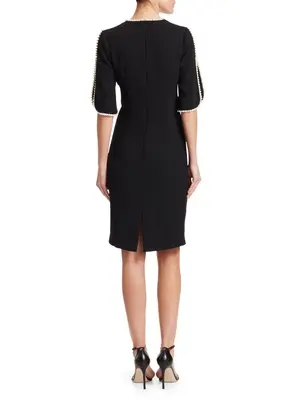 Rickie Freeman For Teri Jon Embellished Slit Sleeve Sheath Dress