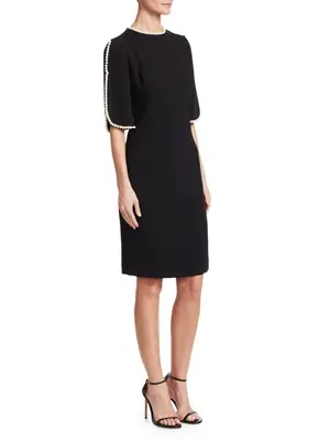 Rickie Freeman For Teri Jon Embellished Slit Sleeve Sheath Dress