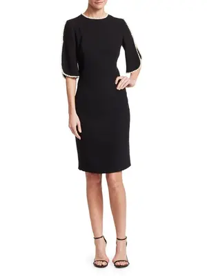 Rickie Freeman For Teri Jon Embellished Slit Sleeve Sheath Dress