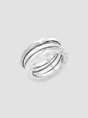 BVLGARI B. Zero1 18k & Diamond Three-band Ring - White