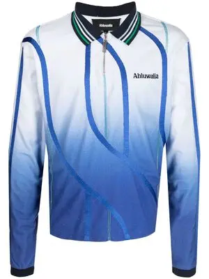 Ahluwalia Expression Long-sleeve Polo Shirt - Blue