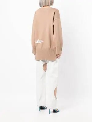 Off-White Intarsia-logo Ribbed Jumper