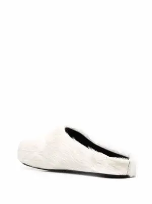 Marni Fussbet Sabot Calf-hair Slippers - White