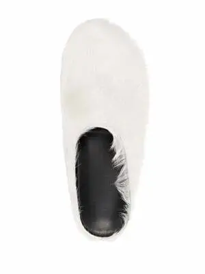 Marni Fussbet Sabot Calf-hair Slippers - White