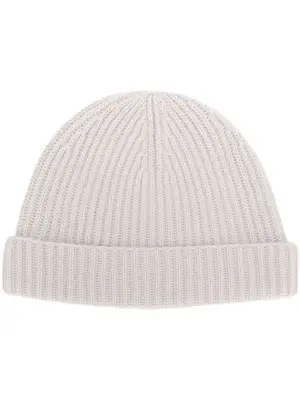 N.peal Cashmere Ribbed Beanie - Grey
