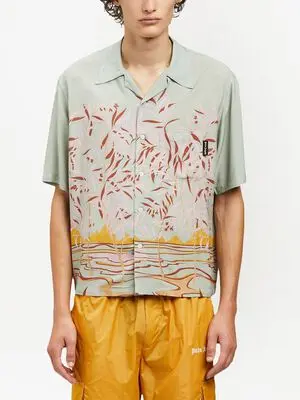 Palm Angels Lagoon-print Short-sleeved Shirt